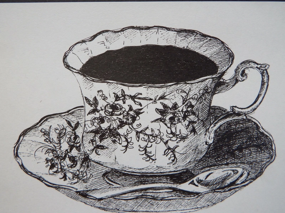 Vintage Tea Cups Drawing