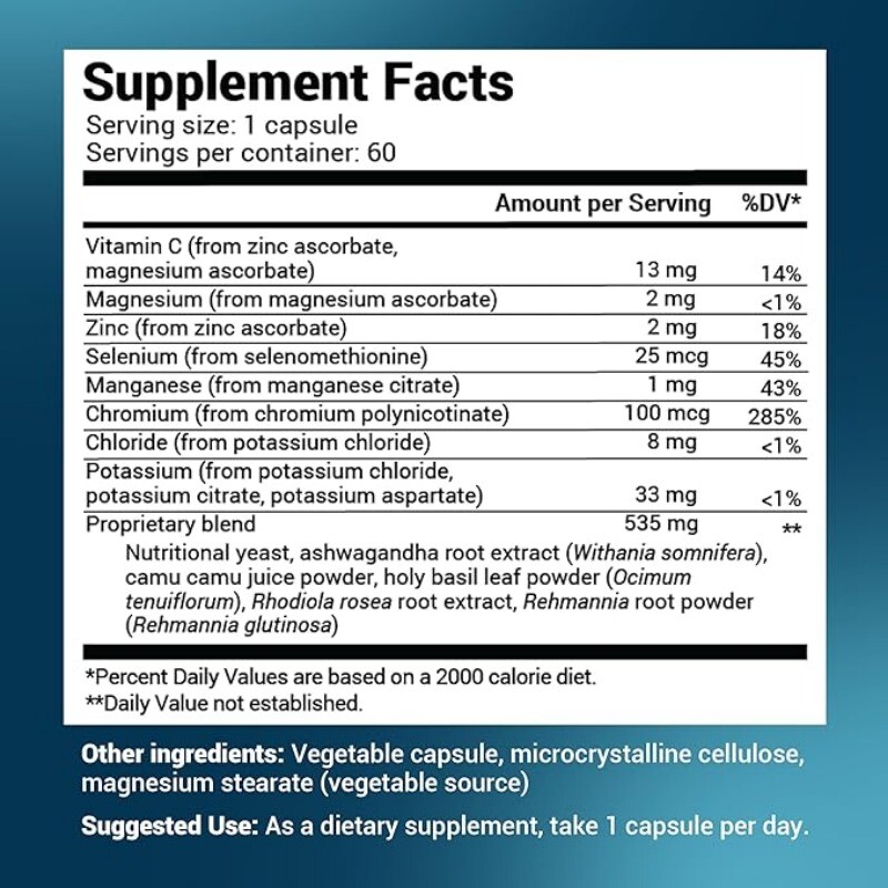 Dr. Berg Adrenal & Cortisol Support Mood Focus Relaxation Support 60 ...