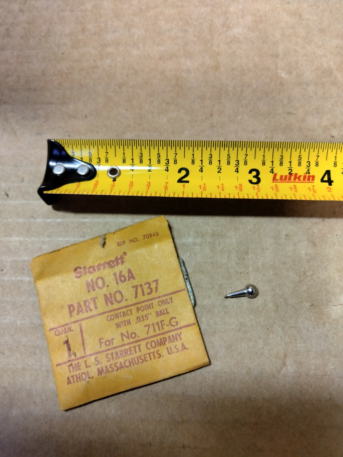 STARRETT # 711 F & G Dial Indicator .035" Ball Contact Tip # 16A PN ...