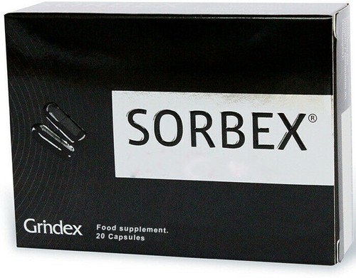 Tablets SORBEX GRINDEKS Granular activated carbon Charcoal 20 Capsules ...
