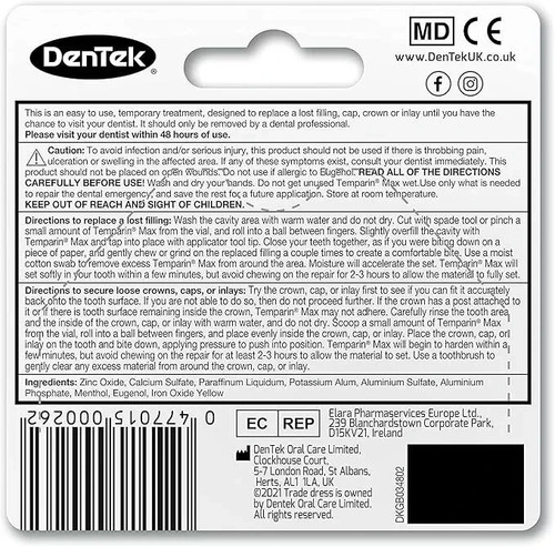 DenTek Strong Teeth Tooth Repair Permanent Dental Cement Cavity Filling ...