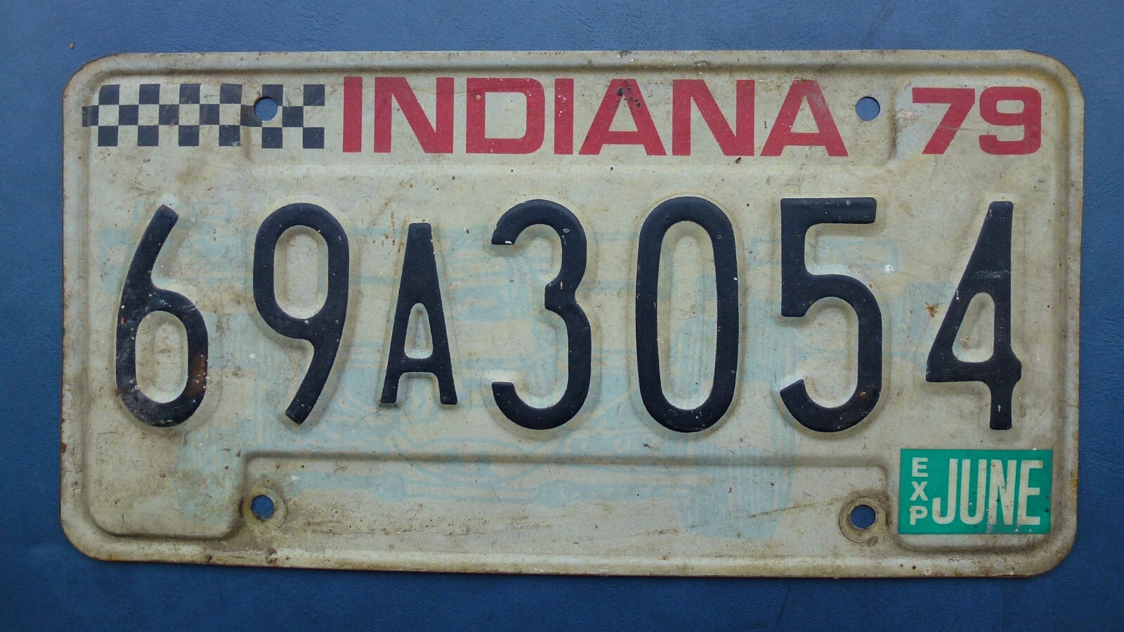 INDIANA 1979 Vehicle License Plate 69A3054 Garage Old Car Auto INDY CAR ...