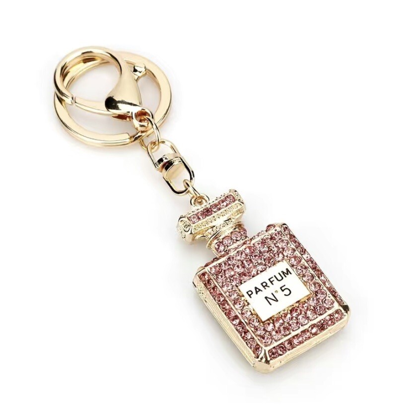Perfume No 5 Bottle KeyRing Crystal Rhinestone Keychain Bag Charm ...
