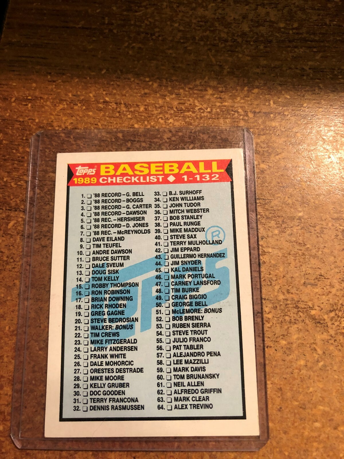 1989 Topps Baseball # 118 # 1 Checklist Cards 1-132 Unused | eBay