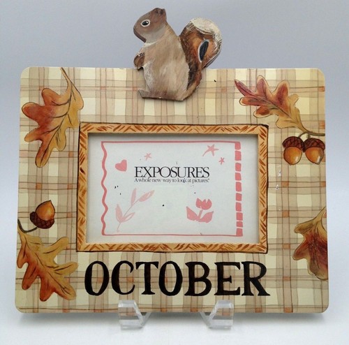 Exposures October Wooden Picture Frame 5.5x3.5 Hand Painted Squirrel ...