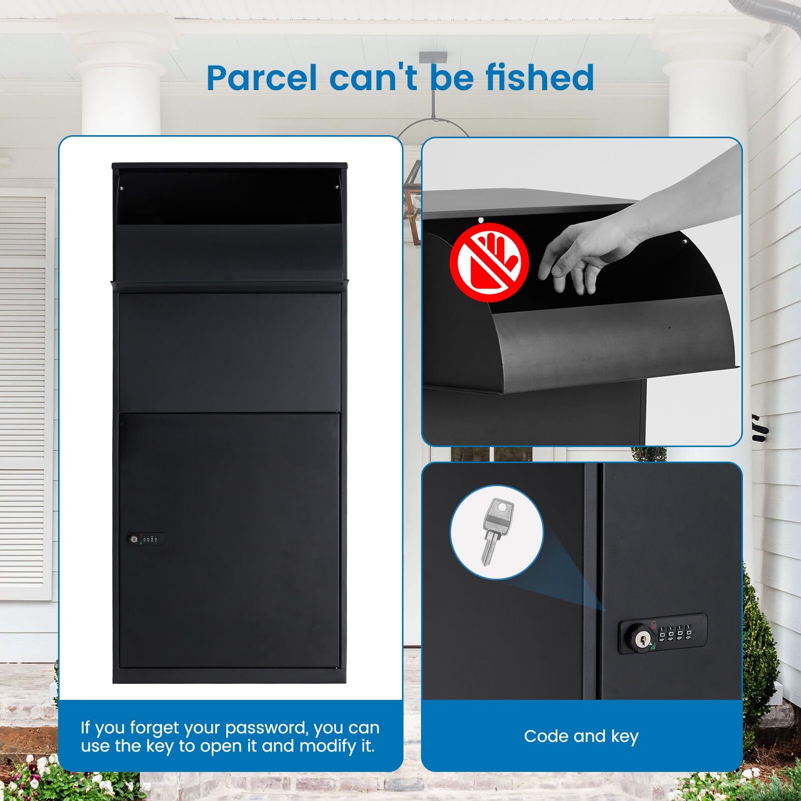 Package Delivery Box for Outside, Galvanized Steel Parcel Mailbox With ...