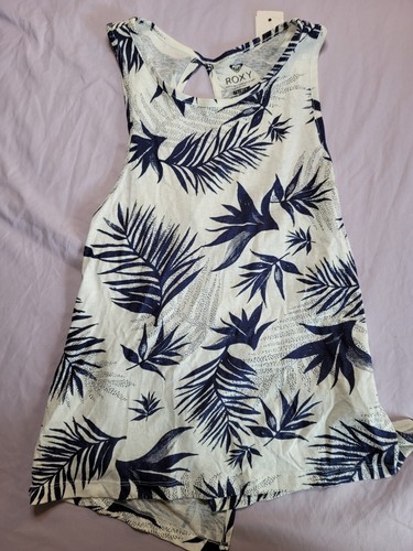 ROXY MIDNIGHT PALM - WOMENS TOP - WHITE AND BLUE-SIZE MEDIUM | eBay