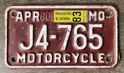 Vintage 1980 / 83 Missouri Motorcycle License Plate Sticker Tag | eBay