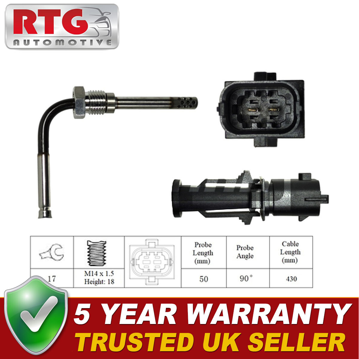 Exhaust Gas Temperature Sensor Fits Fiat Qubo 2008- Fiorino 2009- 1.2 D ...