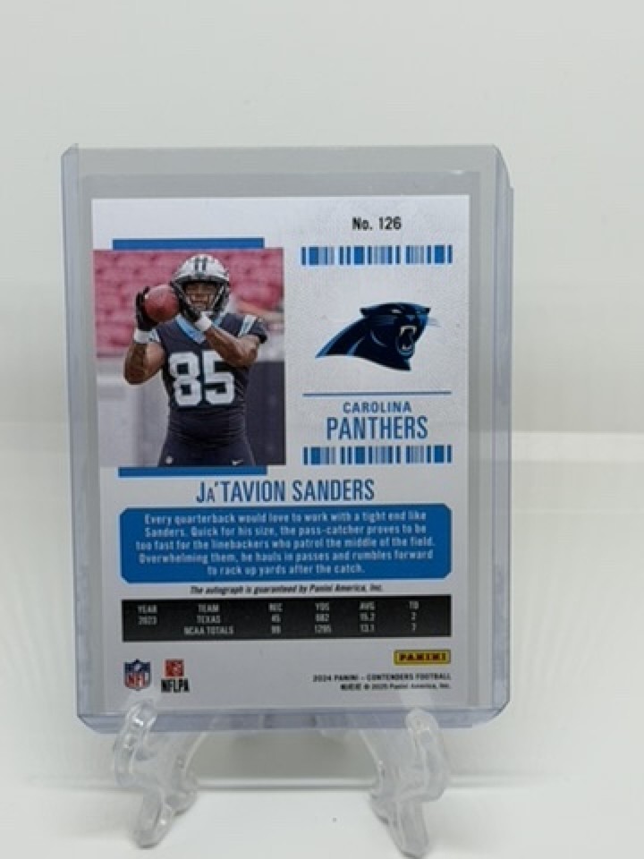 2024 Panini Contenders Ja'Tavion Sanders Rookie Ticket RPS Auto #126 RC ...