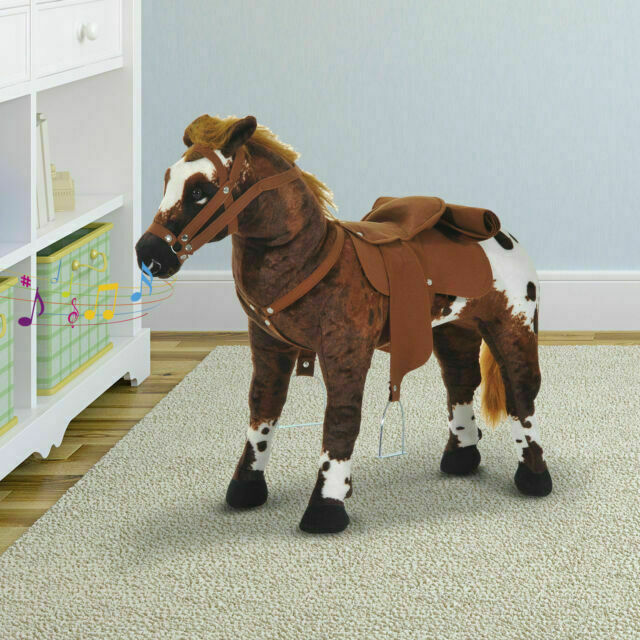 Kids Toy 24 Ride on Horse Plush Standing Pony Cowboy Gift Neigh Sound ...