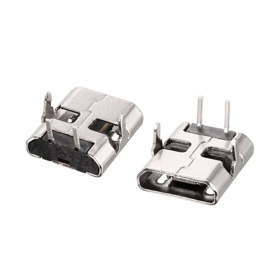 20PCS Micro USB Female Socket Connector 2-Pin DIP 90 Degree Replacement ...