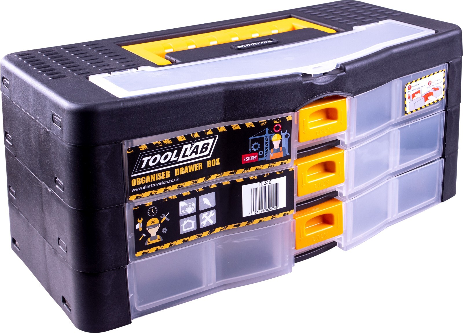 3 Storey Multi Drawer Storage Tool Box Screws Nails Nuts Bolts 16 ...