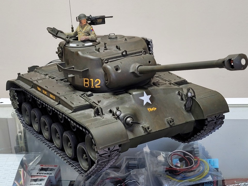 Tamiya 1/16 M26 Pershing Full Option DMD T-06 Unit w/Futaba Remote ...