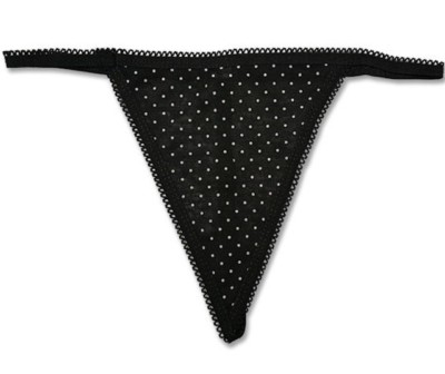 Polka Dot G-String Panties Underwear Scalloped Trim Elastic Back Black ...