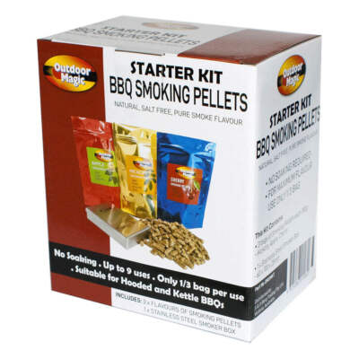Outdoor Magic BBQ Smoking Pellets Starter Kit Pure Smoke Flavour (9 ...