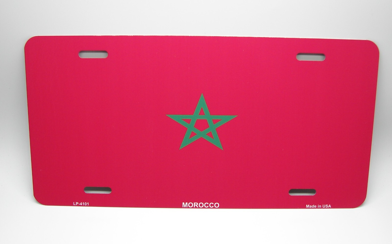 MOROCCO FLAG METAL CAR LICENSE PLATE, ALMAGHRIP, MOROCCAN FLAG CAR ...