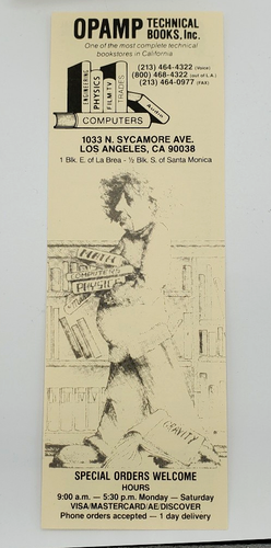 Vintage OPAMP Technical Books Inc. Bookmark - L.A. Hollywood Technical ...