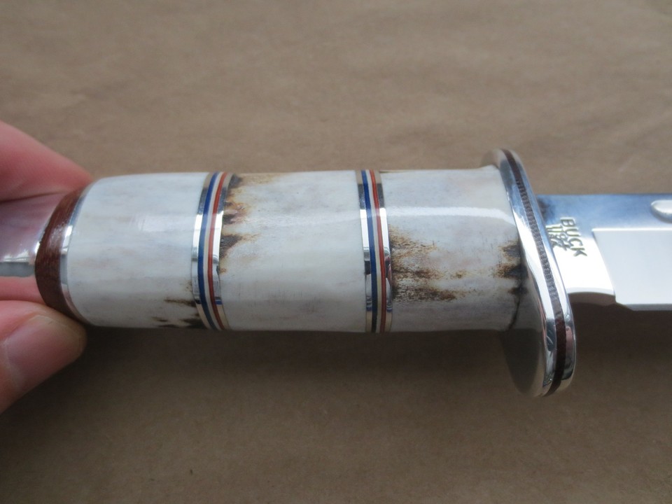 Custom Buck 119 Knife W Sheath Stag Handle Ebay