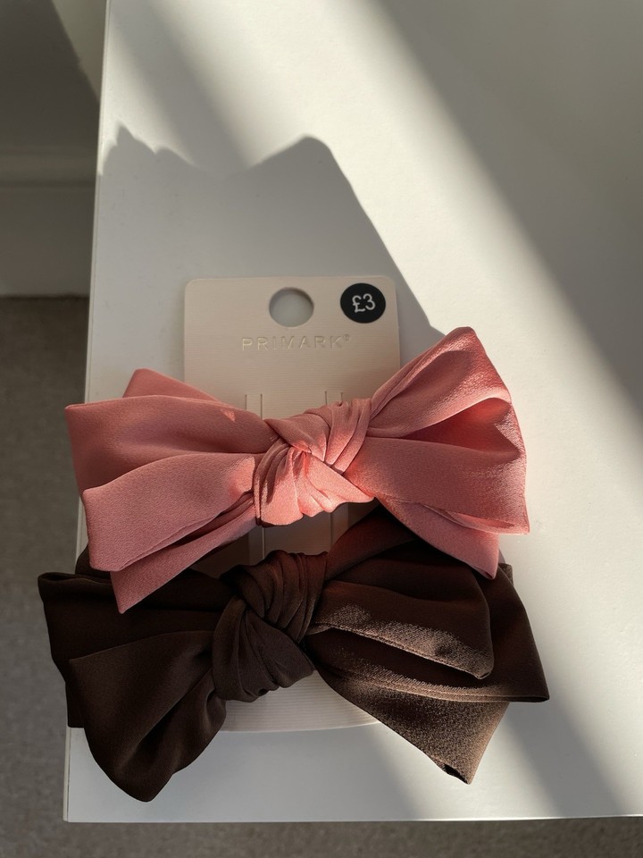 BNWT Primark Brown/Pink Satin Women's/Girls Bow Hair Clip x 2 Set | eBay