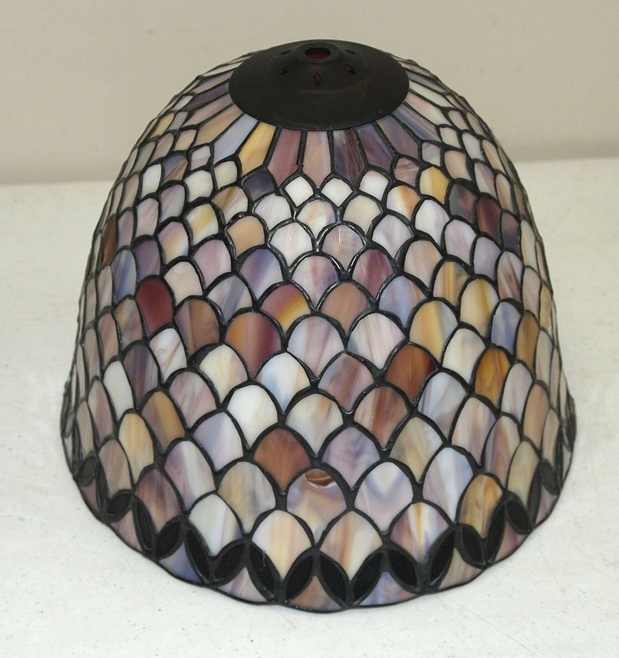 Nice! Vtg 9.5" MEYDA LIGHTING Tiffany Style "FISH SCALE" LAMP SHADE ...