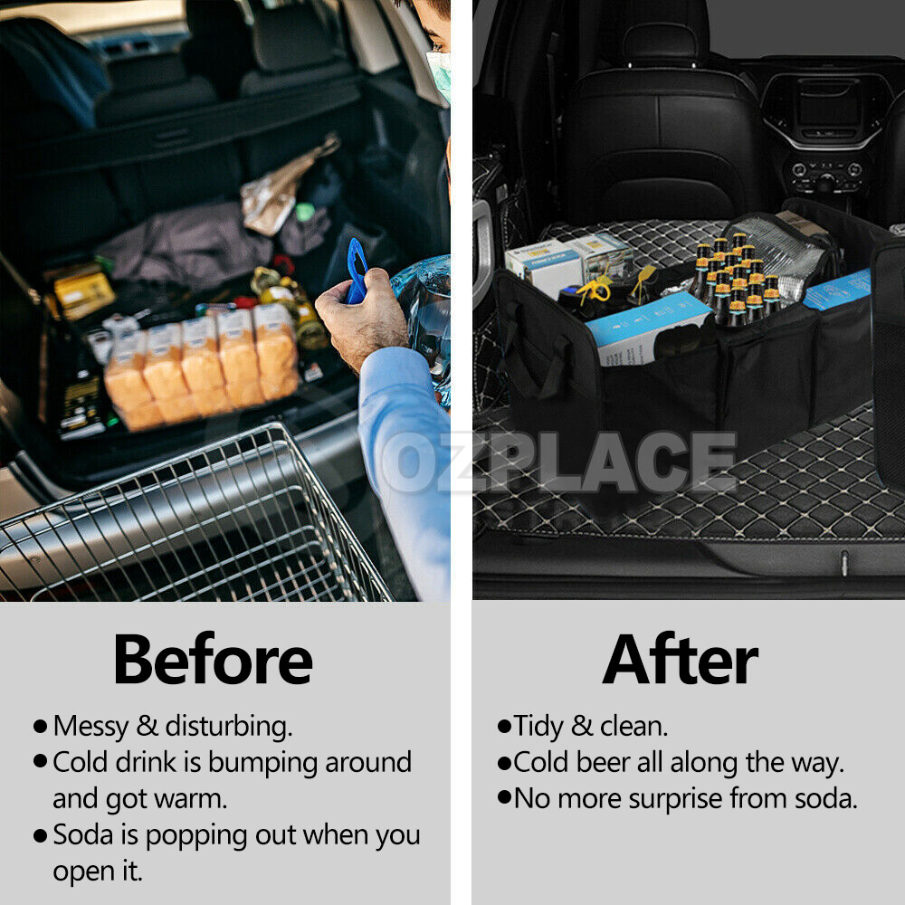 Car Boot Organiser Partition Collapsible Storage Box Trunk Bag Tool ...