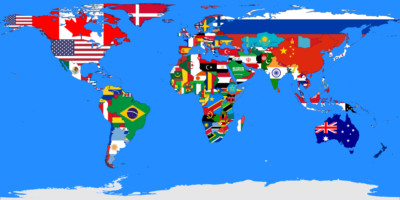 Earth Flag Map of the World Political Wall Mercator Flags Blue BG 18 x ...