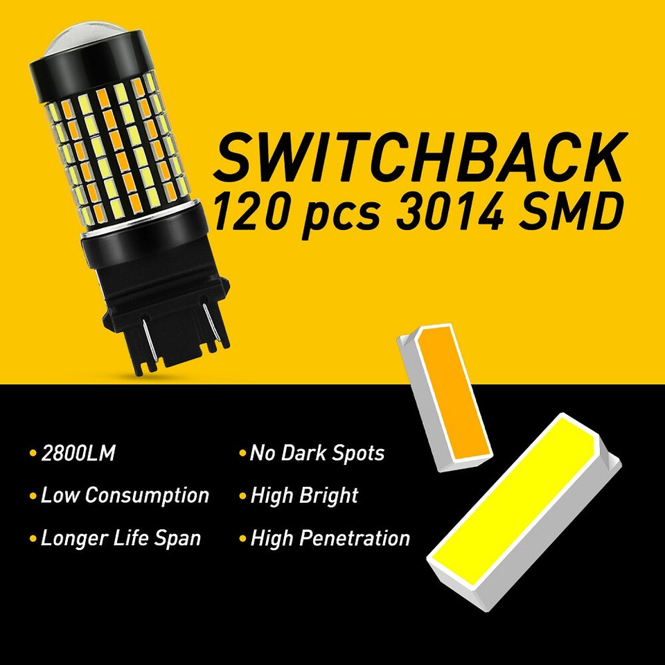 2X White and Amber Dual Color Switchback 3157 3056 3156 4057 4157 LED ...