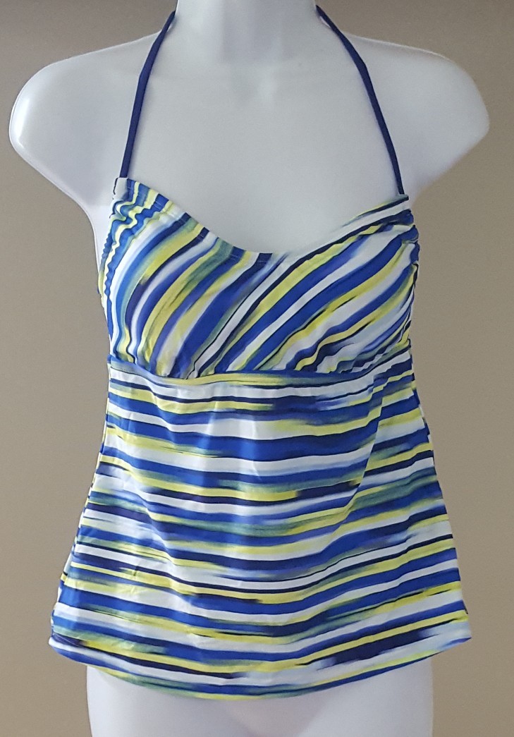ADIDAS Swimwear Women Tankini Adjustable A-D Cup Padded Top Striped ...