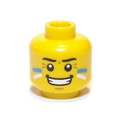LEGO - Minifig, Head Face Paint w/ Blue & White Painted Cheeks & Grin ...