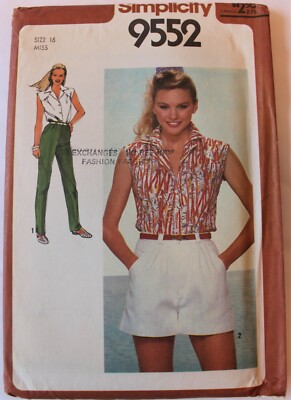 UNCUT Simplicity 9552 Misses Vintage 1980s Buttoned Shirt, Shorts ...