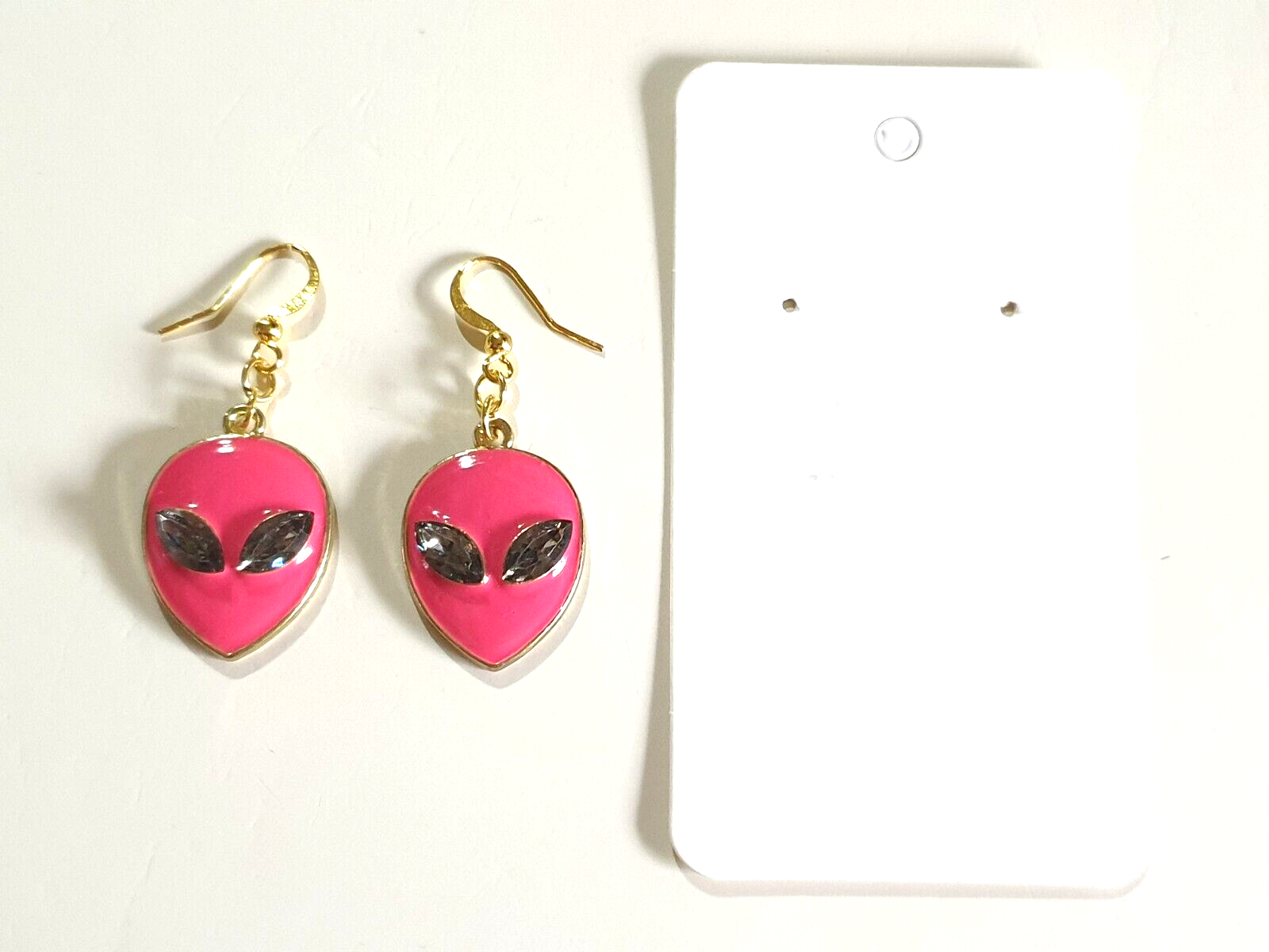 Cute Pink Crystal Alien Head Gold Plated Earrings | eBay