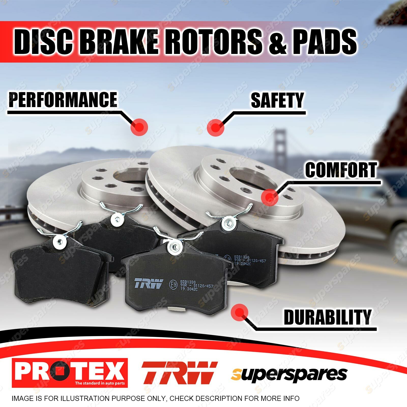 Protex Rear Brake Rotors + TRW Pads for BMW 125i F20 228i 220d 220i F22 ...