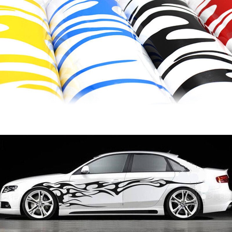 1Pair Graphics Decals Stickers Flame Fire Totem Car Styling Side Body ...