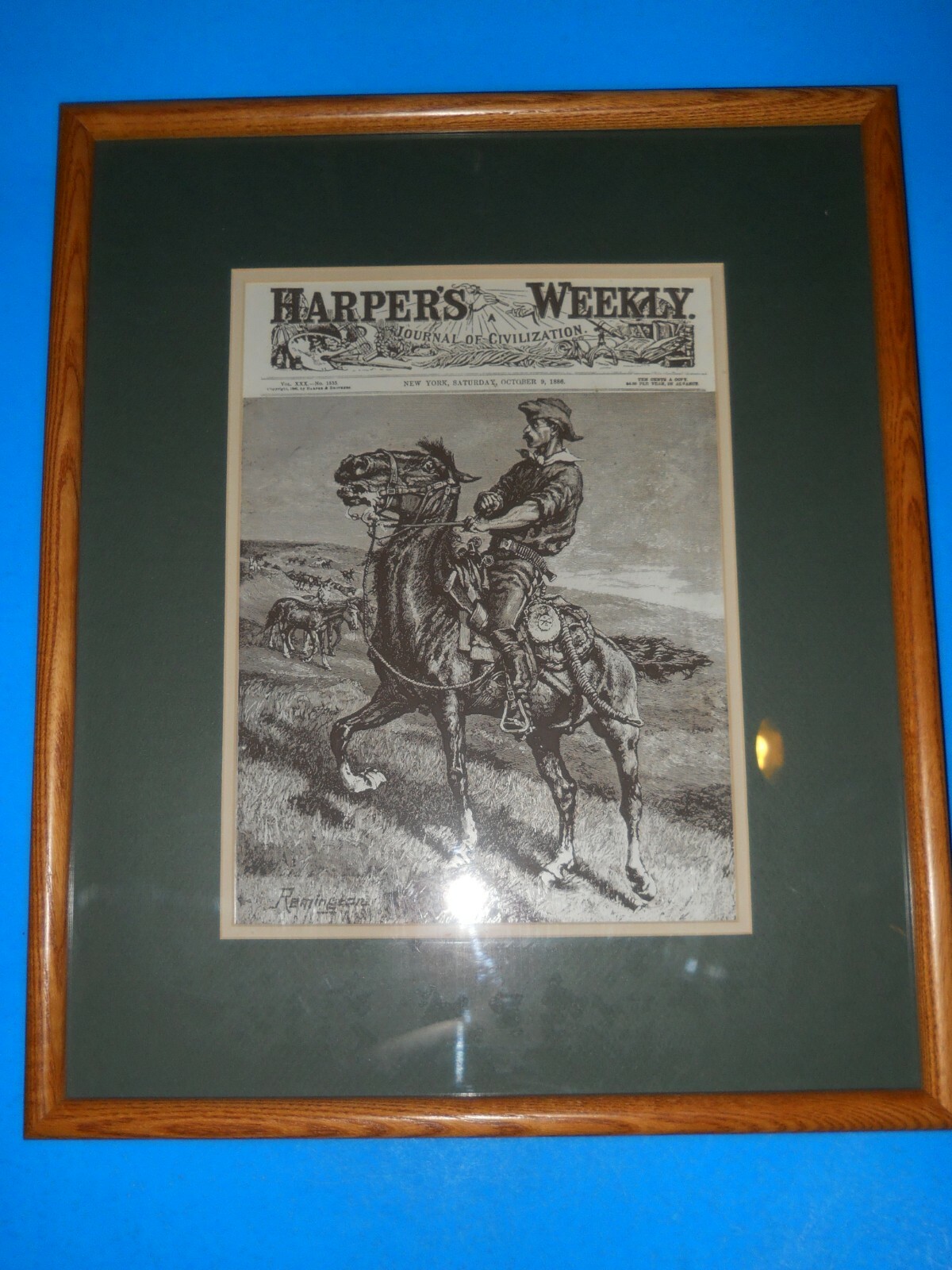 Harper's Weekly engraved Print Remington Poster Cowboy 1886 In from the ...