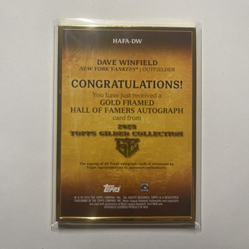 2023 Topps Gilded Collection DAVE WINFIELD Gold Framed HOF Auto Onyx ...