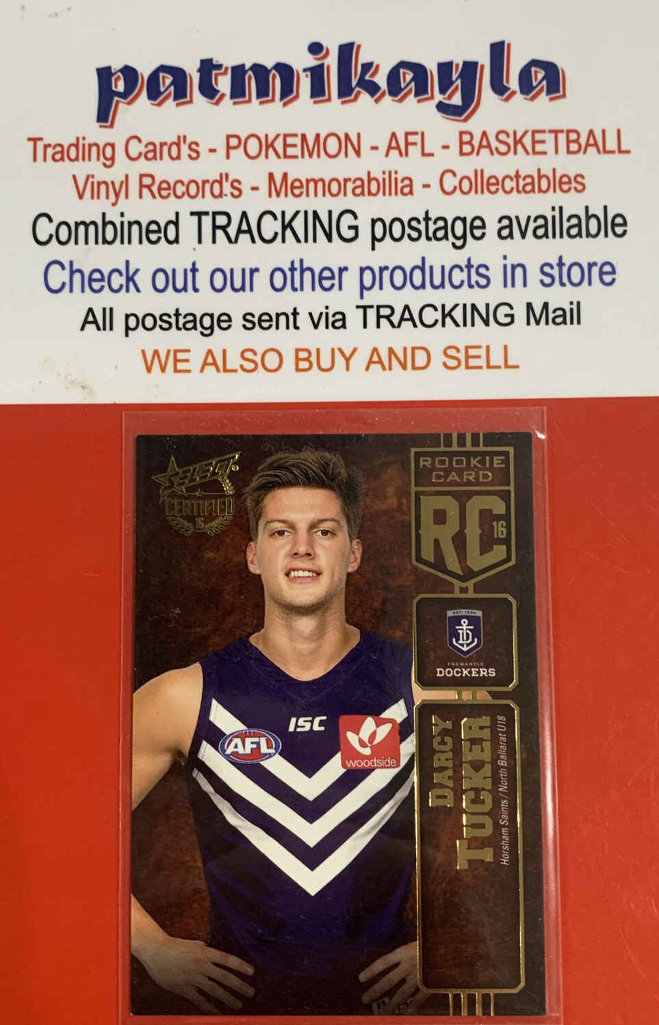 2016 AFL Select Certified Rookie Card RC27 Darcy Tucker Fremantle 050/ ...