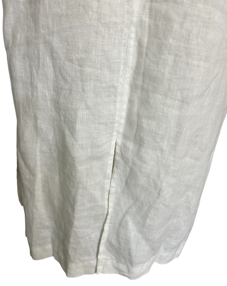 Crown Linen Designs 100% Linen Tunic Top Womens XS White Lagenlook ...