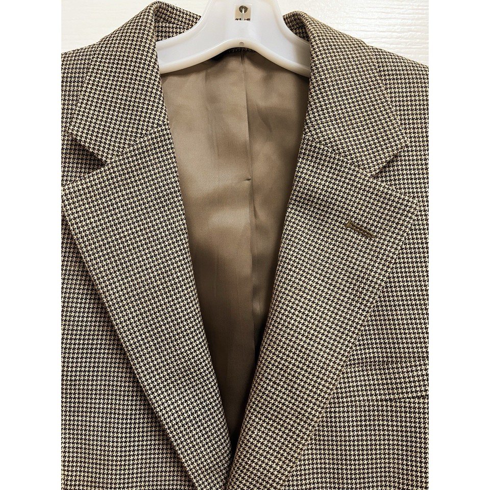 Jos A Bank Brown Houndstooth Silk/Wool Sports Coat Blazer Size 40R ...