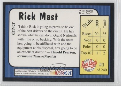 1991 Maxx Collection Update Rick Mast #1 | eBay
