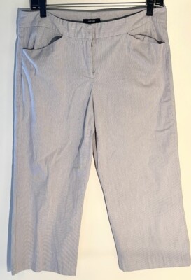 Alfani Capri Pans Women Light Grey with Strips Size 10 Cotton Blend | eBay