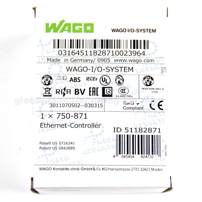 Wago 750-871 I/O Interface Ethernet TCP/IP Controller 32-bit, 2-Port ...