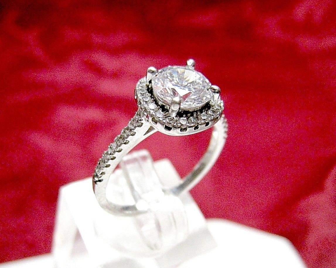 IBB CN 925 STERLING SILVER CZ ROUND CUT CUBIC ZIRCON ENGAGEMENT RING ...