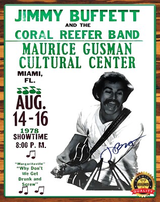 Jimmy Buffett - Live 1978 - Autographed Reprint - Rare - Metal Sign 11 ...