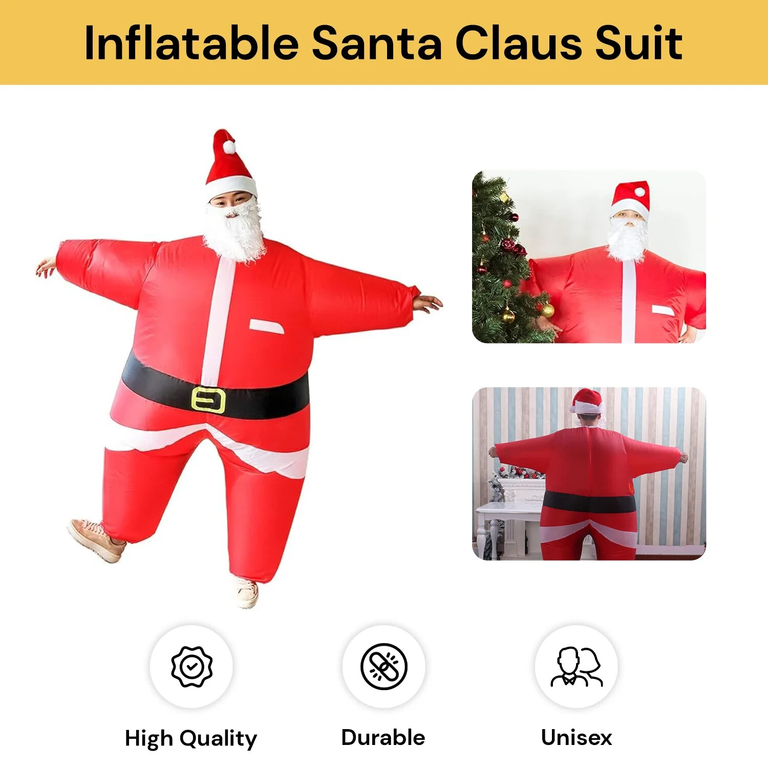 Inflatable Santa Claus Christmas Costume Xmas Fancy Dress Suit Party ...