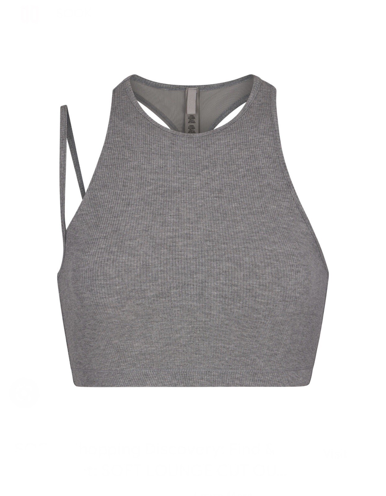 SKIMS Halter Strap Bra Soft Lounge Racerback Bralette Heather Grey Size ...