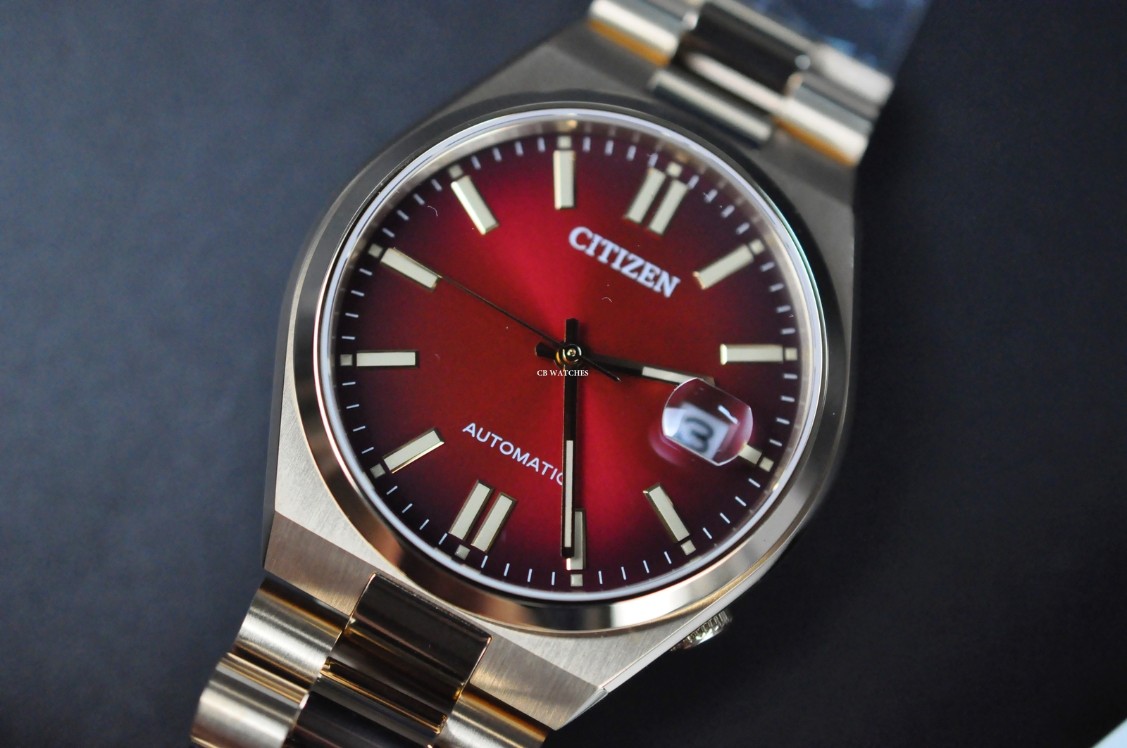 Citizen Automatic Red Dial Gold Tone Stainless Sapphire Mens Watch ...