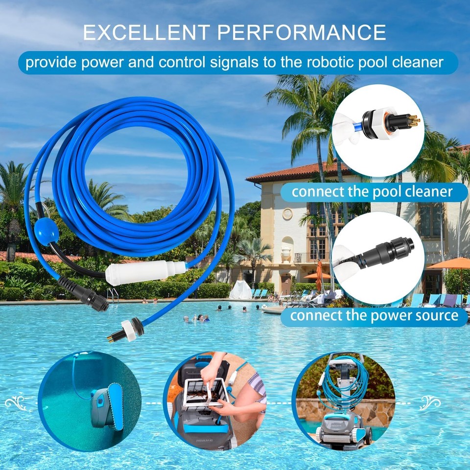 60ft 99958906-DIY Cable & Swivel-3 Wire Fits for Dolphin Robotic Pool ...