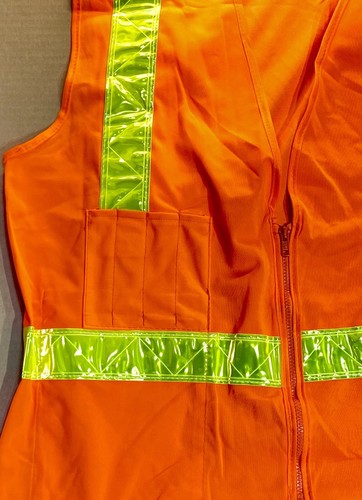 Reflective Orange Safety Vest ANSI Class 2 Level 2, Zipper ERB Men's ...