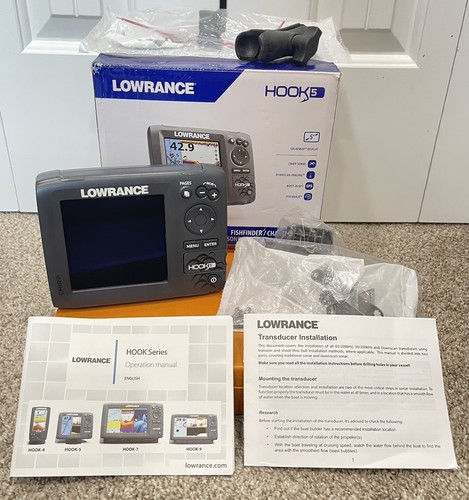 Lowrance Hook 5 Fishfinder GPS Boat Chart-Plotter Sonar Chirp Head Unit ...